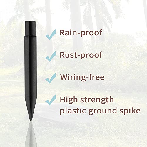 6 Pcs Replacement Plastic Ground Spike Stakes and Extension Poles for Solar Torch Lights, 8.26" Ground Stakes and 12" Pole Extension for Solar Flame Lights Pathway Lights Garden Lights
