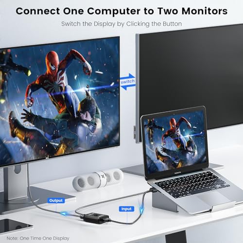 HDMI Switch, FOINNEX Bidirectional HDMI Switcher, 4K@60Hz HDMI Splitter 2 in 1 Out Support PS4/3, Xbox, NS, Blu-Ray Player, Roku (One time 1 Display)