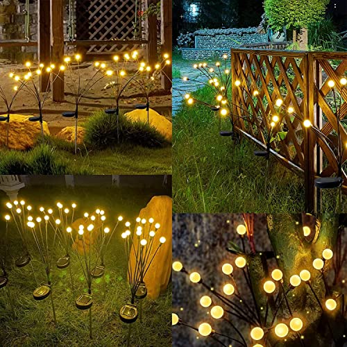 Solar Powered Firefly Lights,Starburst Swaying Solar Lights,Solar Garden Lights Decorative,Solar Outdoor Lights,for Yard Patio Landscape Decorative Christmas Gifts,Warm White (4 Pack)