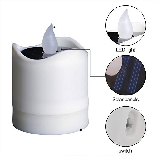 ZHAOFUBAO Solar Candle Lights,Flameless Candle Lights,Solar Rechargeable Tea Wax lamp,6 flameless Candle Light, Suitable for Wedding, Valentine's Day, Halloween, Christmas, Garden Decoration, etc.