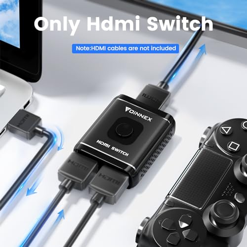 HDMI Switch, FOINNEX Bidirectional HDMI Switcher, 4K@60Hz HDMI Splitter 2 in 1 Out Support PS4/3, Xbox, NS, Blu-Ray Player, Roku (One time 1 Display)