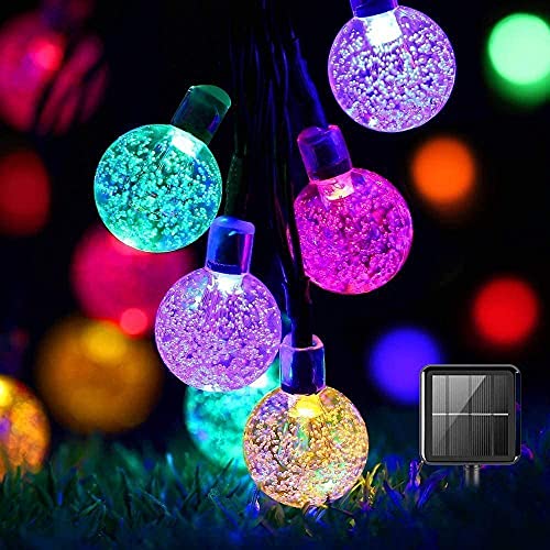 BIUYOY Solar String Lights Outdoor Waterproof 50LED 24 Feet Fairy Lights 8 Mode Indoor/Outdoor Globe Lights for Garden Patio Yard Home Christmas Parties Wedding(Multi-Color)