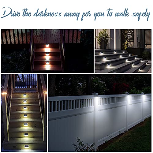 Outdoor Solar Lights for Deck 16 Pack JACKYLED Solar Deck Lights Stainless Steel Solar Lights Outdoor Waterproof Dust to Dawn Solar Outdoor Lights for Fences Steps Path Patio Walkway Garden Cool White