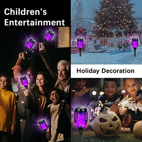 AOUNQ Solar Lights Outdoor Waterperoof Purple,【2023 Upgraded 】Outdoor Solar Torch Lights with Flickering Flame, 12Pack Mini Solar Outdoor Lights for Garden Yard Patio Pathway Decoration - Auto On/Off