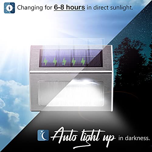 Outdoor Solar Lights for Deck 16 Pack JACKYLED Solar Deck Lights Stainless Steel Solar Lights Outdoor Waterproof Dust to Dawn Solar Outdoor Lights for Fences Steps Path Patio Walkway Garden Cool White