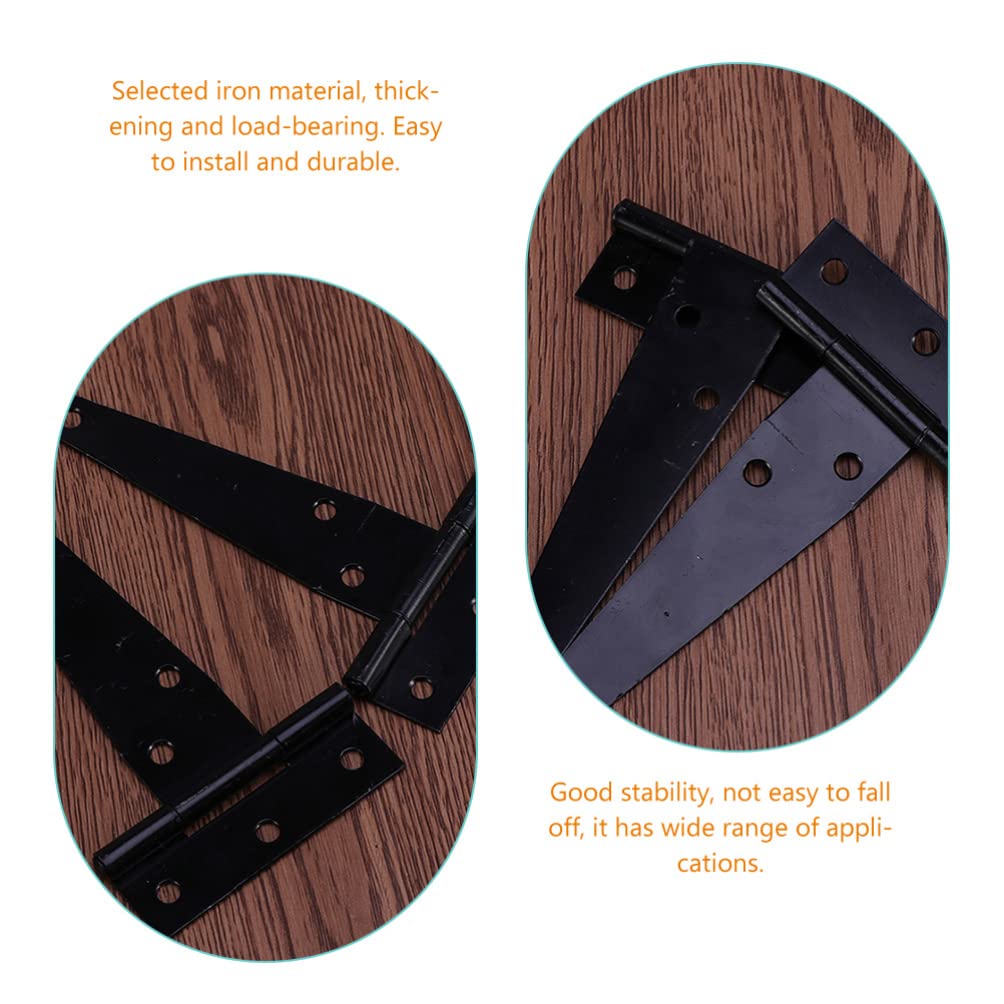 Angoily 10PCS T Strap Hinges 4 Inch, Black Gate Hinges for Wooden Fences,Barn Door Gate, Iron Rustproof Barn Door Hinge Shed Door Hinges