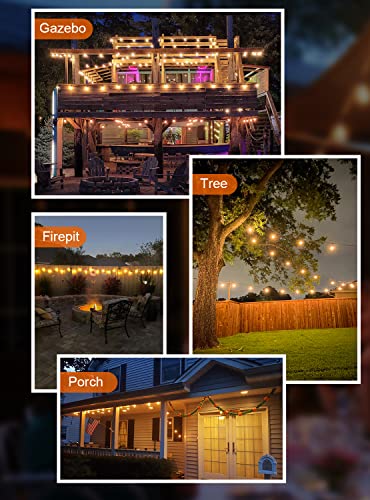 GPATIO Outdoor String Lights, 60FT(50+10) Waterproof Patio Lights with 32 Dimmable Hanging Lights Globe ST38 Bulbs, 2700k Shatterproof for Backyard Gazebo Porch Garden Commerical Outside Decor