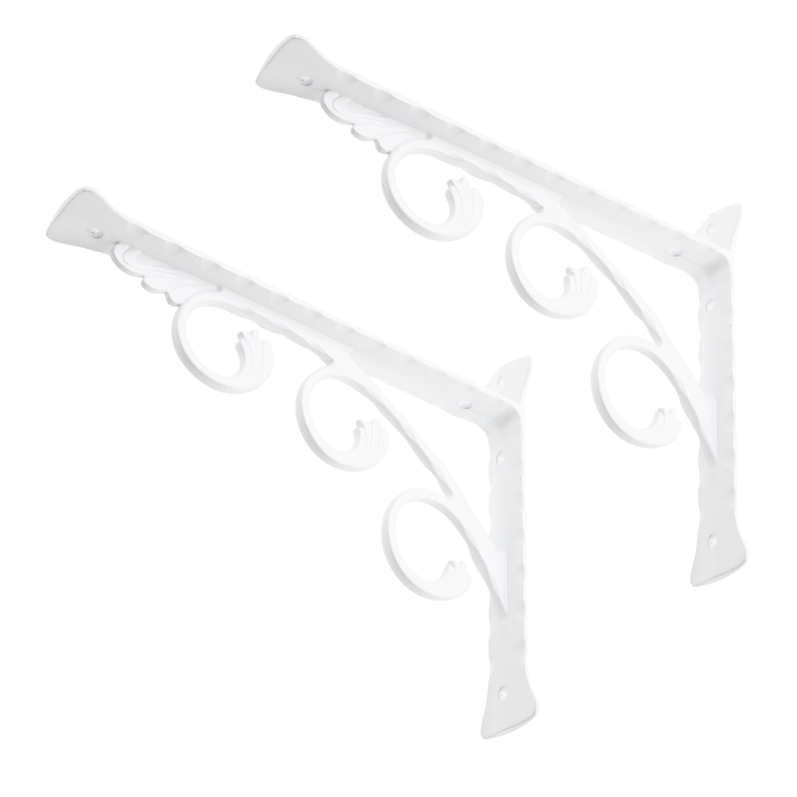 Mewutal 2PCS Wall Mount Shelf Brackets Heavy Duty Decorative Floating Shelf Brackets L Shape Support Bracket Vintage Metal Corner Brace for Shelves Wooden Board Glass, with Screws (White)