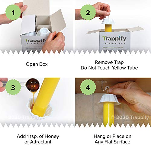 Trappify Sticky Gnat and Fly Traps, Fly Stick Strap & Window Fly Trap for Outdoor and Indoor Home Pest Control - Fly, Gnats, Moths and Other Flying Insects Trap with Extra Sticky Adhesive - 18 Traps