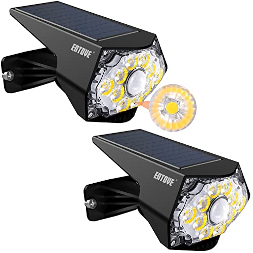 ENTOVE Solar Motion Lights Outdoor, Solar Motion Sensor Security Lights IP 67 Waterproof Solar Powered Lights 120°Adjustable Security Wall Light for Garden Patio Yard (2Pack)