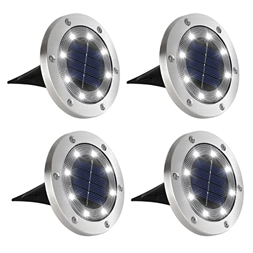 SOLARTRIP Solar Ground Lights, 2023 Newest Upgraded Outdoor Garden Waterproof Bright in-Ground Lights, Landscape Lights for Pathway,Yard,Deck,Lawn,Patio,Walkway (4 Pack - White Light)