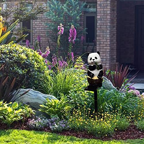 Pannow Outdoor Solar Panda Lights, Solar Powered LED Lovely Panda Light, Waterproof Resin Garden Decorative Lighting Lamp for Garden Landscape Camping Patio Lawn Yard Pathway Porch Backyard Decor