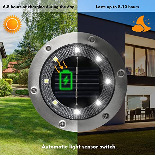 SOLARTRIP Solar Ground Lights, 2023 Newest Upgraded Outdoor Garden Waterproof Bright in-Ground Lights, Landscape Lights for Pathway,Yard,Deck,Lawn,Patio,Walkway (4 Pack - White Light)