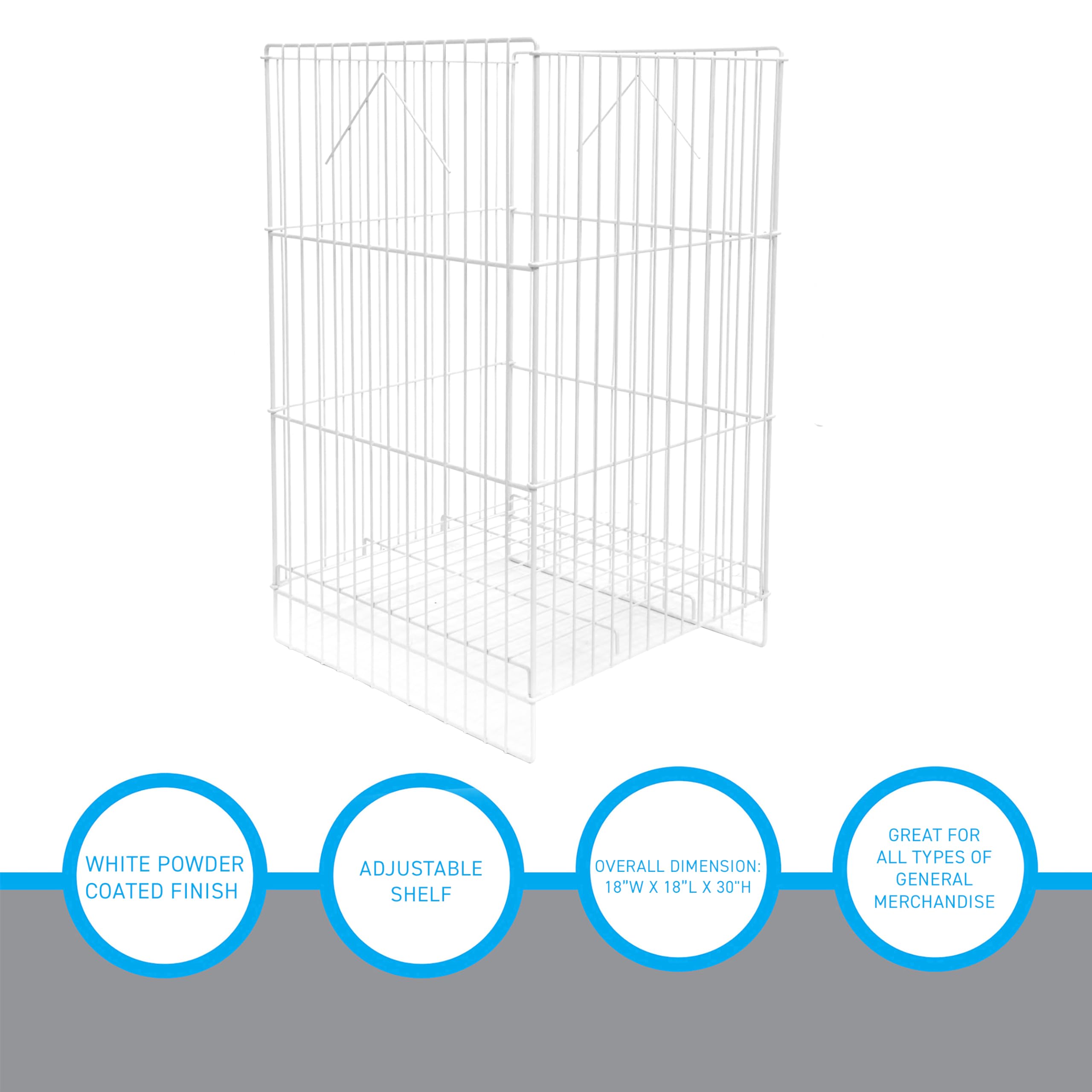 White Wire Dump Bin - 18" X 18" X 30"