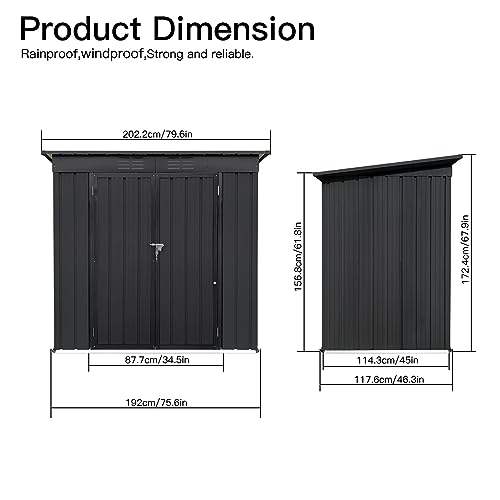 BOVONO 8'x6' Outdoor Storage Shed, Metal Storage Shed Large with Lockable Door, Outdoor Sheds Storage Tools House for Garden Backyard Outside Patio (Black)