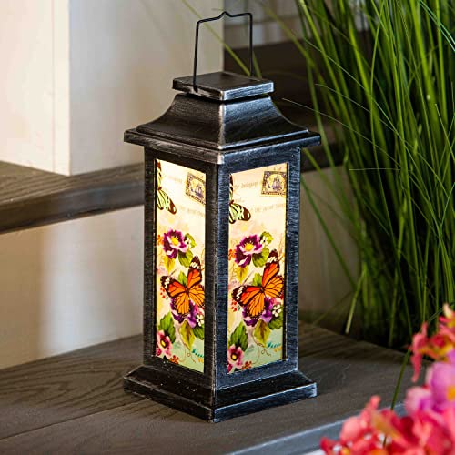 New Creative 2LA972A, Evergreen Garden Fluttering Garden Friends Solar Lantern, Butterfly Outdoor Décor for Your Lawn and Garden
