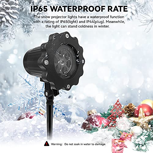 Snowfall LED Light Projector, Christmas Snowflake Rotating Projector Waterproof White Snow Effect Spotlight Outdoor Landscape Decorative Lighting for Patio, Garden, Halloween, Christmas, Holiday