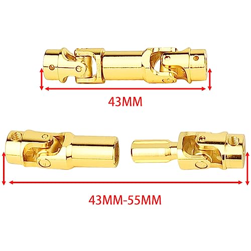 RZXYLRC Stainless Steel Drive Shaft Gold Front Rear Center Shaft for TRX4M 1/18 RC Crawler Defender Upgrade, 2PCS
