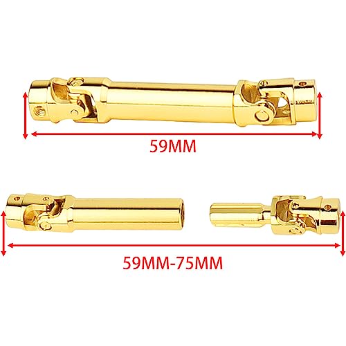 RZXYLRC Stainless Steel Drive Shaft Gold Front Rear Center Shaft for TRX4M 1/18 RC Crawler Defender Upgrade, 2PCS