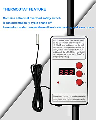 1500W Immersion Water Heater, Pool Water Heater Above Ground with Stainless Steel Guard Cover and Digital LCD Thermometer for Bathtub, Garden, Backyard