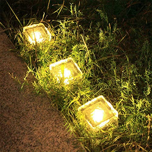 TDA Trading Solar Outdoor Ice Cube Lights for Garden Decoration, 2.8 βx 2.8β Frosted Acrylic Brick Waterproof Solar Landscape Lights for Tabletop Yard Patio Pathway Decor (Warm White) (8 Pieces)