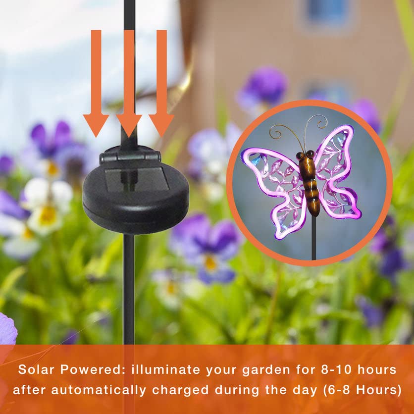 Crosslight Neon Butterfly LED Waterproof Outdoor Garden Stake Light - Decorative Electronic Light Garden Decor for Yard, Lawn, Patio, Deck, Pathway, Pond, Backyard