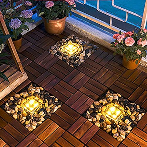 TDA Trading Solar Outdoor Ice Cube Lights for Garden Decoration, 2.8 βx 2.8β Frosted Acrylic Brick Waterproof Solar Landscape Lights for Tabletop Yard Patio Pathway Decor (Warm White) (8 Pieces)
