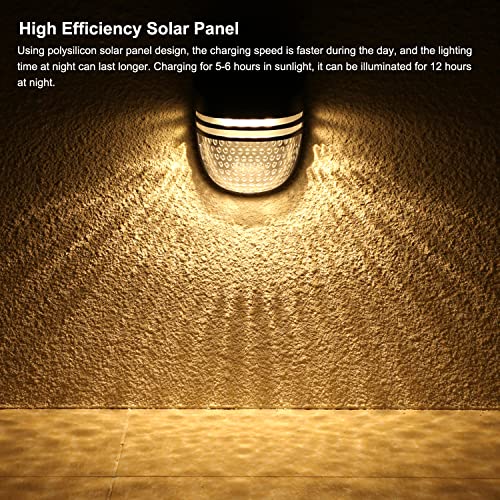 Solar Fence Lights, 6 Pack LED Solar Deck Lights - Waterproof - Easy Installation - Long lasting Battery - Beautiful Lighting Decoration - Amber LED Light, Outdoor Solar Light for Garden, Stairway