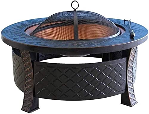Garden Fire Pit Portable Grill Barbecue Rack Firepit Home Fire Pit - Large Bonfire Wood Burning Patio & Backyard Firepit for with Round Spark Screen with Cover BBQ Cooking for Camping Backyard