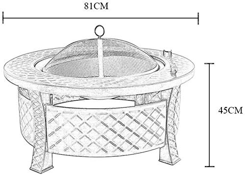 Garden Fire Pit Portable Grill Barbecue Rack Firepit Home Fire Pit - Large Bonfire Wood Burning Patio & Backyard Firepit for with Round Spark Screen with Cover BBQ Cooking for Camping Backyard