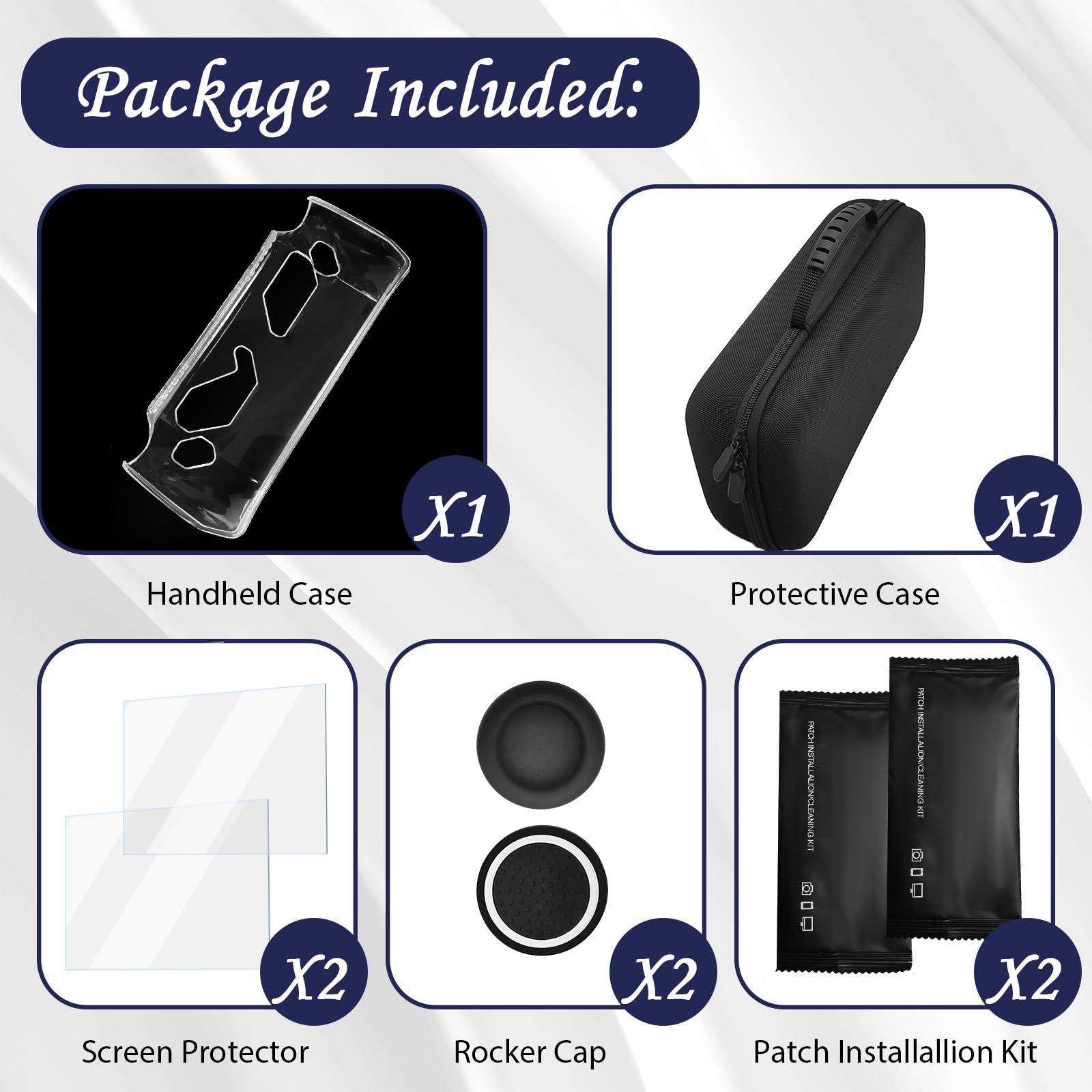 JDGPOKOO 6 in 1 Accessories Kit for Asus Rog Ally, Handheld Case with TPU Clear Protective Case Cover for Rog Ally, Carrying Bag with 2 Pcs Screen Protector for Rog Ally Accessories Bundle