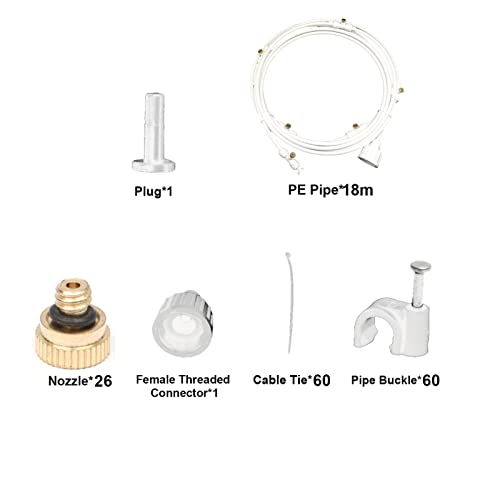 Misters Cooling System,No Leakage Outdoor Water Mist System - 3/4'' Brass Adapter Misters for Outside Patio, Misting System for Cooling Outdoor Canopy, Deck, Umbrella, Garden Suyam