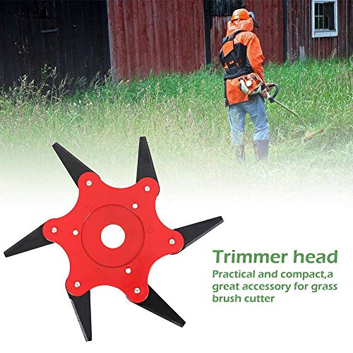 Automotor Outdoor Trimmer Head 6 Steel Razor Blade Trimmer Replacement 65Mn Lawn Mower Head Accessories Garden Lawn Mower Weed Brush Cutter with Adapter