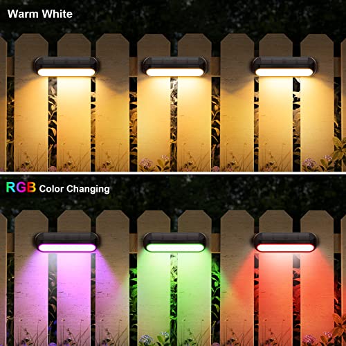 WdtPro Solar Deck Lights, 6 Pack Solar Fence Lights Outdoor Waterproof Warm White/Color Changing Solar Step Lights for Garden, Stairs, Wall, Deck, Fence, Pool, Front Door