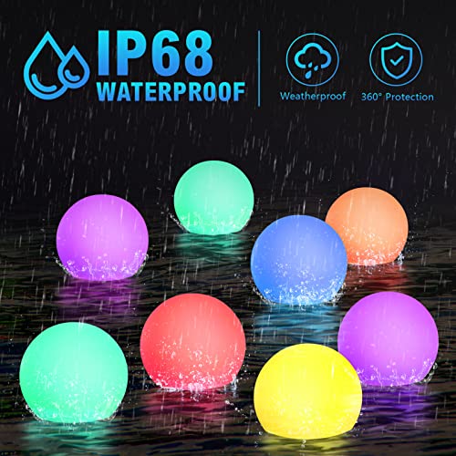 Uonlytech 4pcs LED Floating Pool Lights, Color Changing Floating Ball Light Waterproof Garden Light Rechargeable Hanging Night Lamp for Garden Pond Party