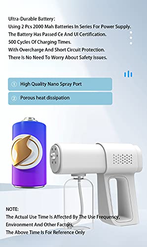 Handheld Steam Fogger Sprayer Gun Spray Machine Nano Electric Sanitizing Atomizer, Light Portable Cordless Intelligent Rechargeable Sterilizek For Home,Office,School,Garden, Indoor And Outdoor (White)
