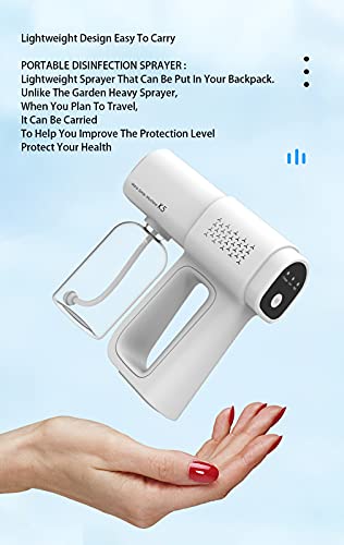 Handheld Steam Fogger Sprayer Gun Spray Machine Nano Electric Sanitizing Atomizer, Light Portable Cordless Intelligent Rechargeable Sterilizek For Home,Office,School,Garden, Indoor And Outdoor (White)