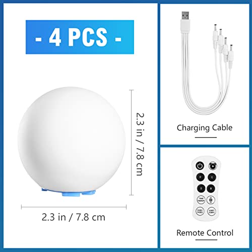 Uonlytech 4pcs LED Floating Pool Lights, Color Changing Floating Ball Light Waterproof Garden Light Rechargeable Hanging Night Lamp for Garden Pond Party