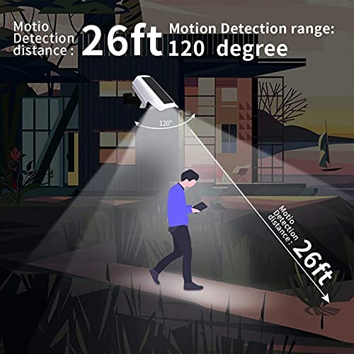 Outdoor Motion Sensor Solar Lights 2000 Lumens 77 LEDs Spotlight With Remote Controller FloodLights Outdoor IP66 Waterproof, Wireless Dummy Decoy Fake Security Camera for Porch Garden Patio Driveway