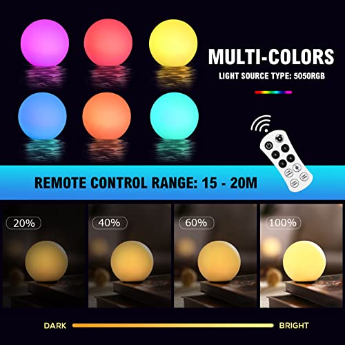 Uonlytech 4pcs LED Floating Pool Lights, Color Changing Floating Ball Light Waterproof Garden Light Rechargeable Hanging Night Lamp for Garden Pond Party