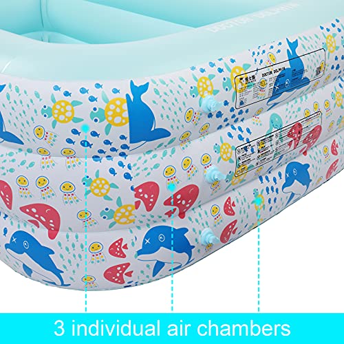 Goxowo Small Inflatable Plastic Pool Backyard Blow Up Pools for Family Mini Lounge Swimming Pool Above Ground for Garden Outdoor Party Beach (71" X 53" X 24")
