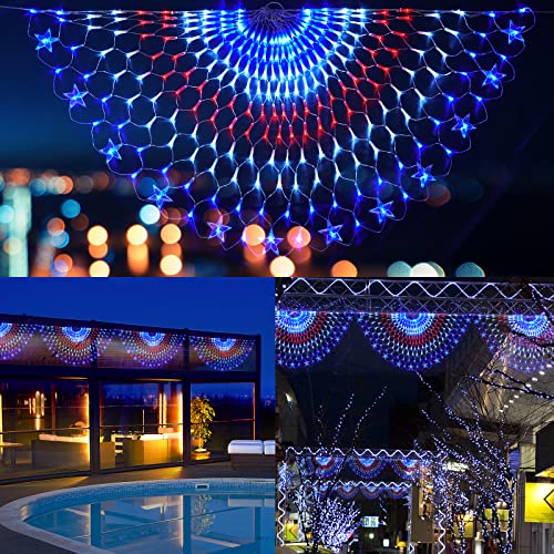 family LED American Christmas Lights Pleated American Flag Lights 4 x 2 Feet Patriot Decorations Holiday, Garden, Indoor and Outdoor Waterproof Flag Lights (2Pack) Fourth of July Decorations