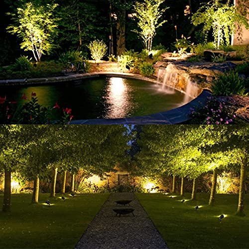 MEIKEE 7W LED Landscape Lights, DC/AC 12V/24V Low Voltage Landscape Lighting, IP66 Waterproof Warm White Landscape Spotlights, 800LM Outdoor Garden Pathway Yard Lights (8 Pack with Connectors)