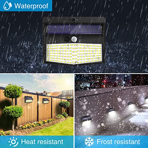 Solar Outdoor Lights, [138 LED/4 Packs] Solar Motion Sensor Security Lights with 3 Lighting Modes Wireless Solar Wall Lights Waterproof Solar Powered Lights for Garden Fence Yard Deck Garage