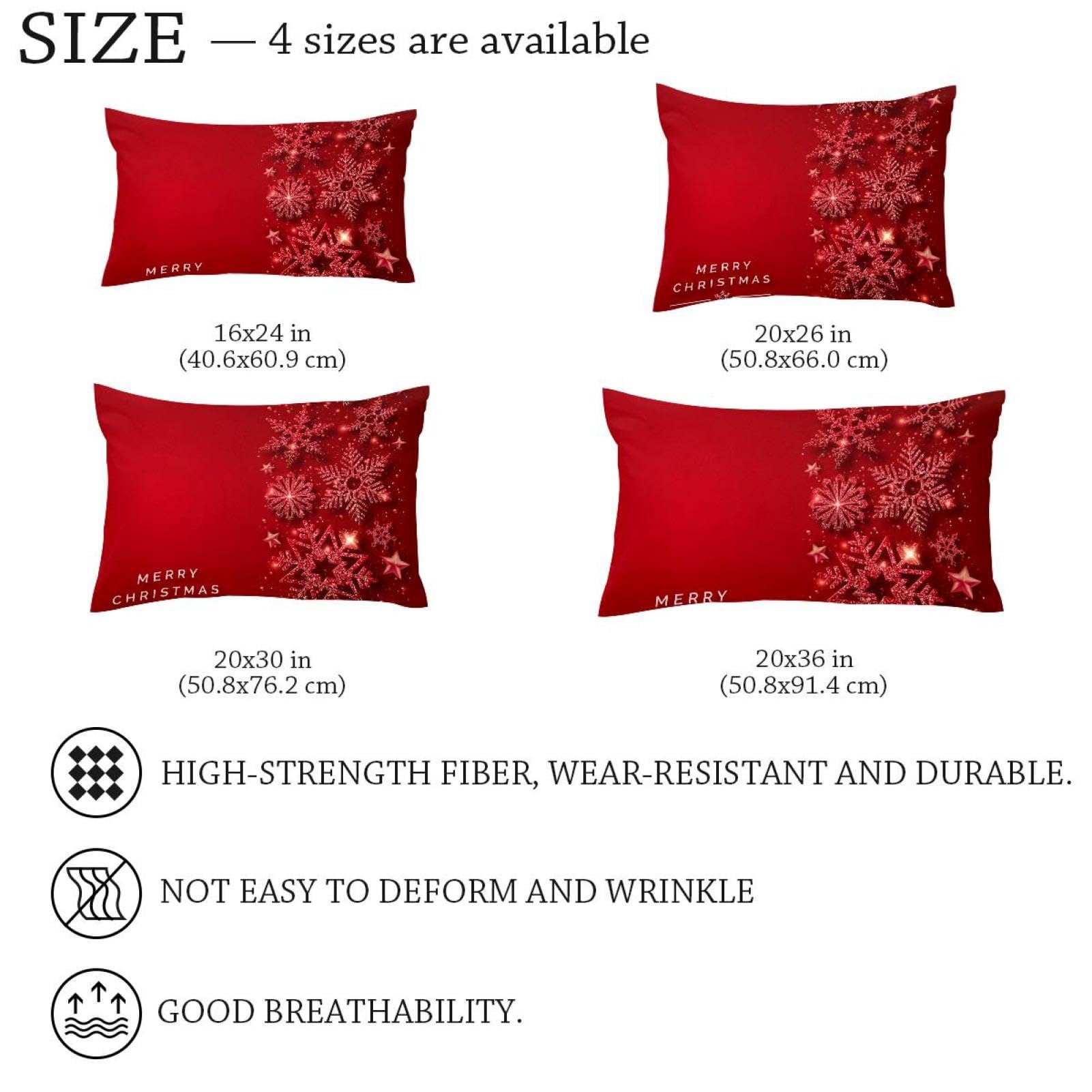 Diusye Christmas Card with Shining Red Snowflakes and Stars Cushion Covers, 1 Pack Throw Pillow Covers Decorative Soft Velvet Pillowcase for Couch Sofa Bed Car Living Room, 16x24 Inch