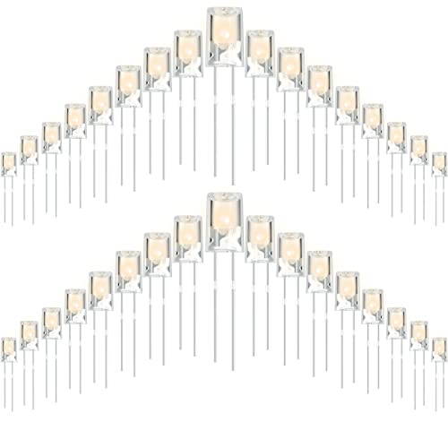 Mudder 180 Pcs LED 5mm Christmas String Lights Replacement Bulbs Energy Efficient LED Halloween Wire Light Set Connectable Home Decor Light Bulb for Festival Patio Garden Wedding Holiday (Warm White)