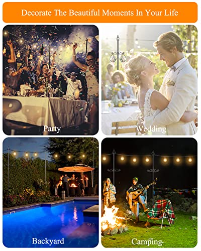 IRMNAN String Light Poles, Light Poles for Outside String Lights, 9FT String Light Poles for Outside 2 Pack, Easy to Assemble,10FT String Light Pole with Adjustable Shepherds Hook High-end Series