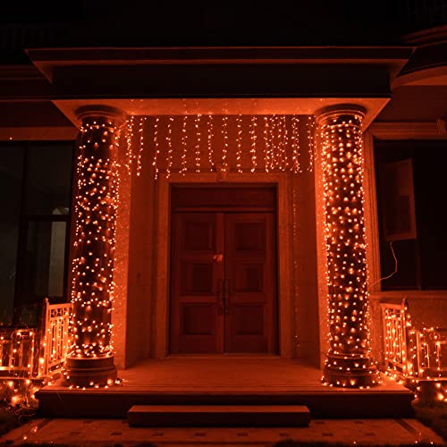 NEROSUN Christmas Mini String Lights, 20FT 100 Count Incandescent Connectable Green Wire Christmas Lights, Waterproof Christmas Decorations for Indoor Outdoor Home Garden Yard Decor (Orange, 1)