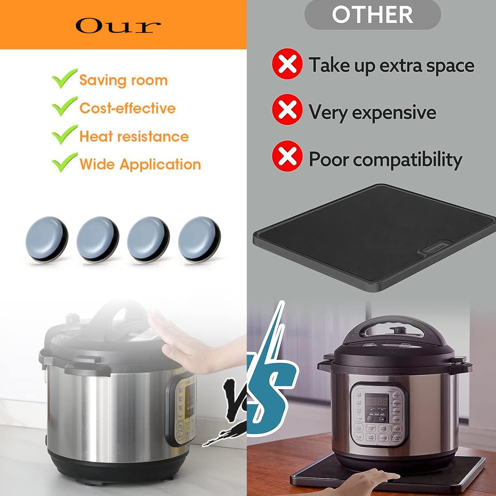Appliance Sliders for Kitchen Appliances, 8 PCS Easy Moving & Saving Space Self Stick Appliance Slider for Most Countertop Small Kitchen Appliance Coffee Maker, Air Fryer, Pressure Cooker