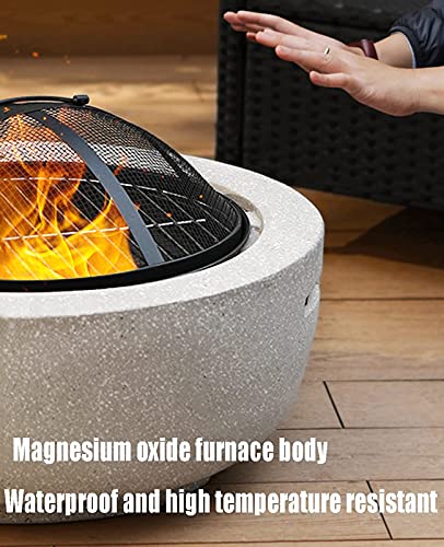 LEAYAN Garden Fire Pit Grill Bowl Grill Barbecue Rack Fire Pits Outdoor Garden Burning Fire Pit BBQ Grill Table - 23β, Outdoor Burning Fire Bowl with Spark Screen Cover and Poker